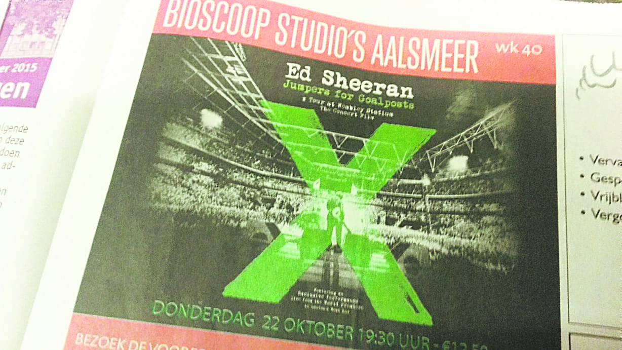 Concertfilm Ed Sheeran in Crown Cinema - Nieuwe Meerbode